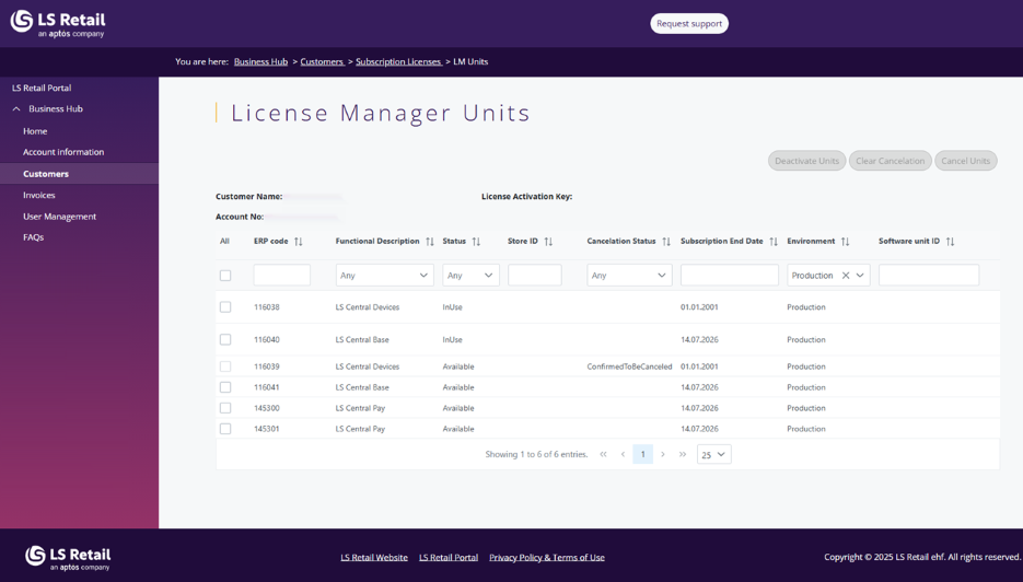 Cancellation of License Manager Units